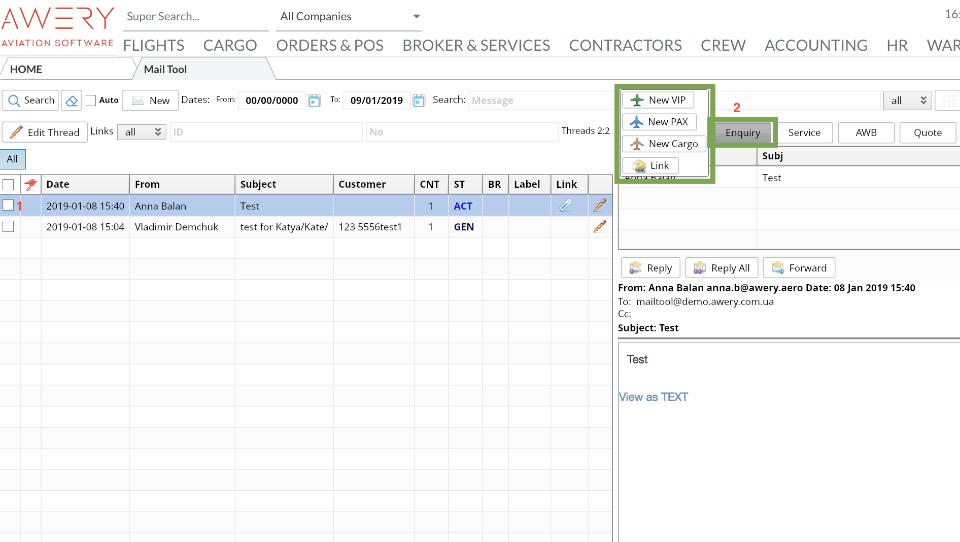Creation of New Enquiry