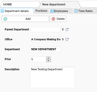 Departments and Positions