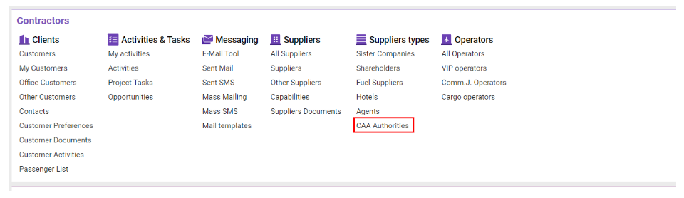 CAA Authorities